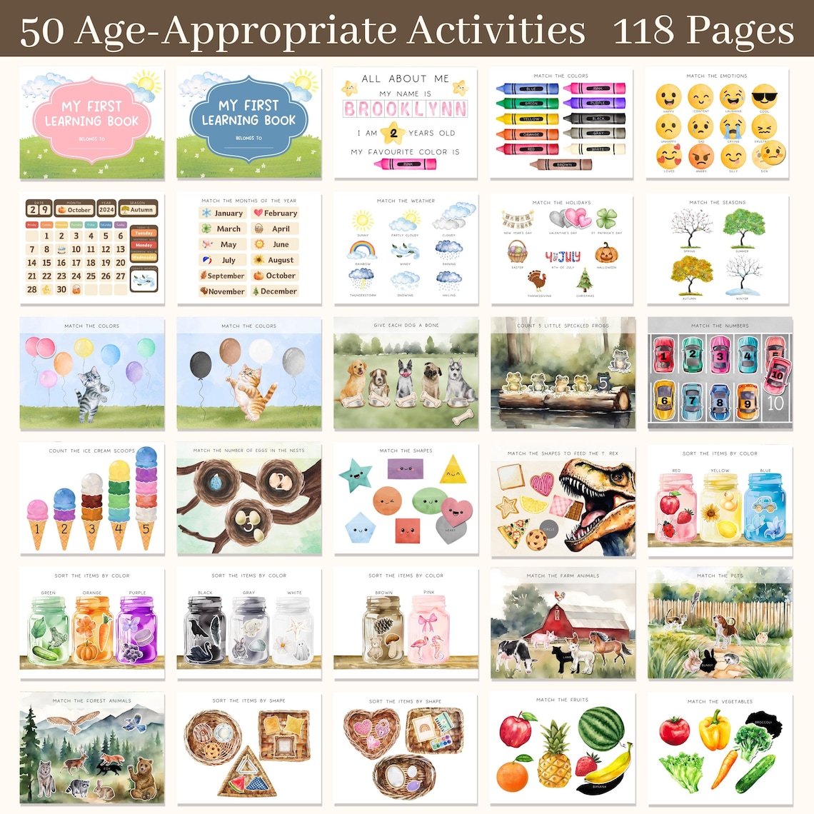 Toddler Busy Book, Printable Toddler and Preschooler Learning Binder ...