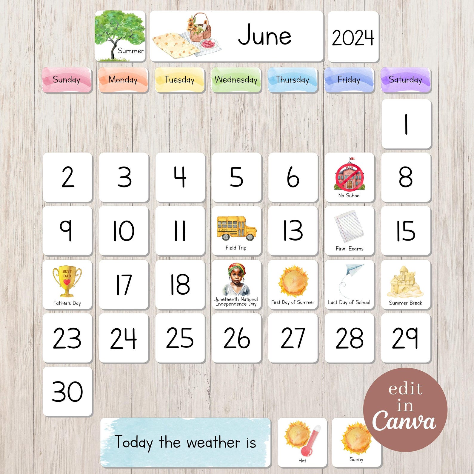 Editable Classroom Calendar, Homeschool Calendar Printable US Canadian ...