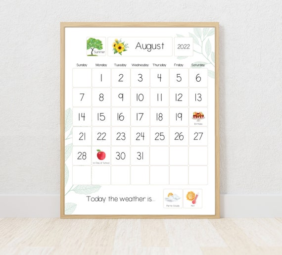 Classroom Calendar Printable Homeschool DIY Calendar With US - Etsy