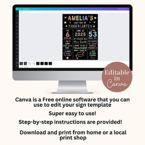 Chalkboard First Day of School Sign, Editable Back to School Sign, Last ...