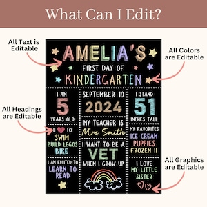 Chalkboard First Day of School Sign, Editable Back to School Sign, Last ...