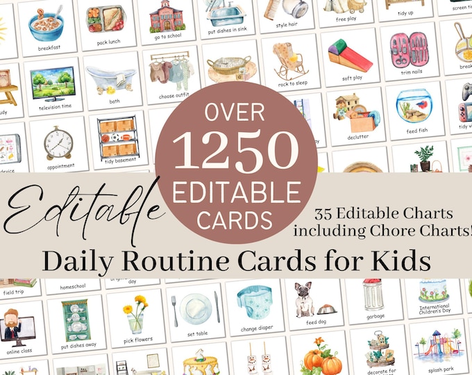 Editable Kids Daily Routine Cards | Daily Visual Schedule | Chore Chart ...