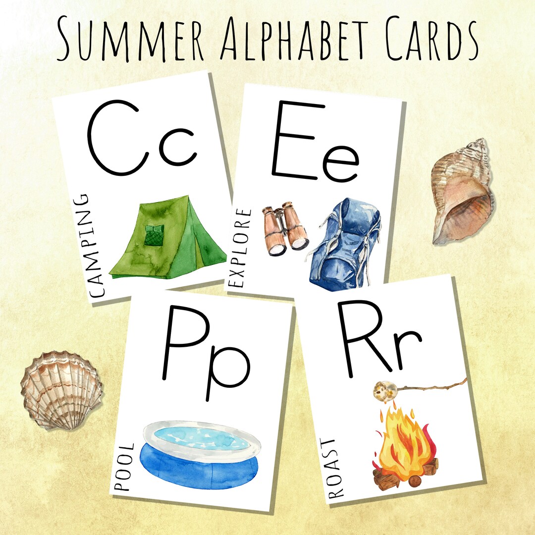 Summer Themed Alphabet Cards | Easter Themed Charlotte Mason Watercolor ...