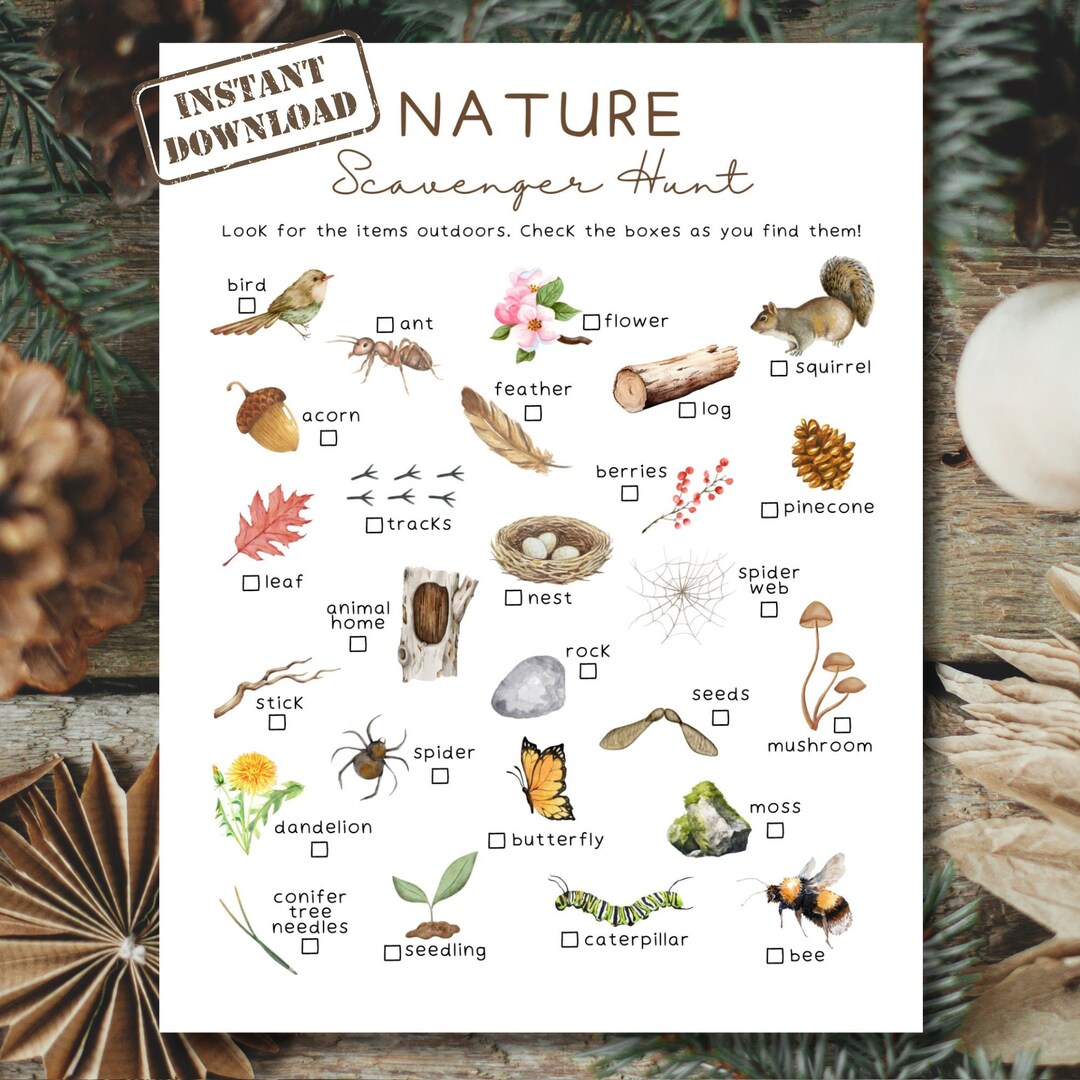 Nature Scavenger Hunt | Printable Outdoor Treasure Hunt for Kids ...
