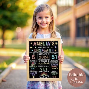 Chalkboard First Day of School Sign, Editable Back to School Sign, Last ...