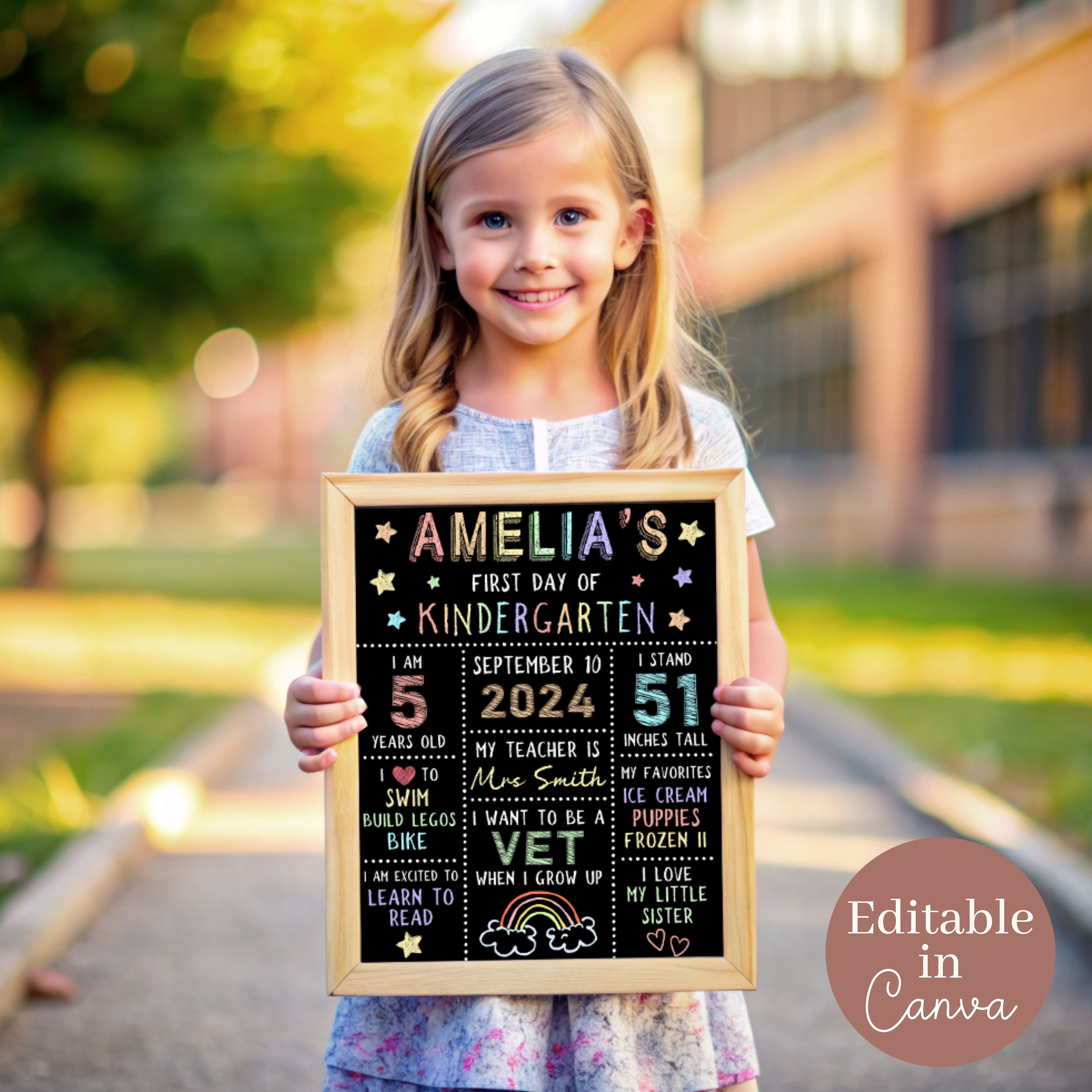 Chalkboard First Day of School Sign, Editable Back to School Sign, Last ...
