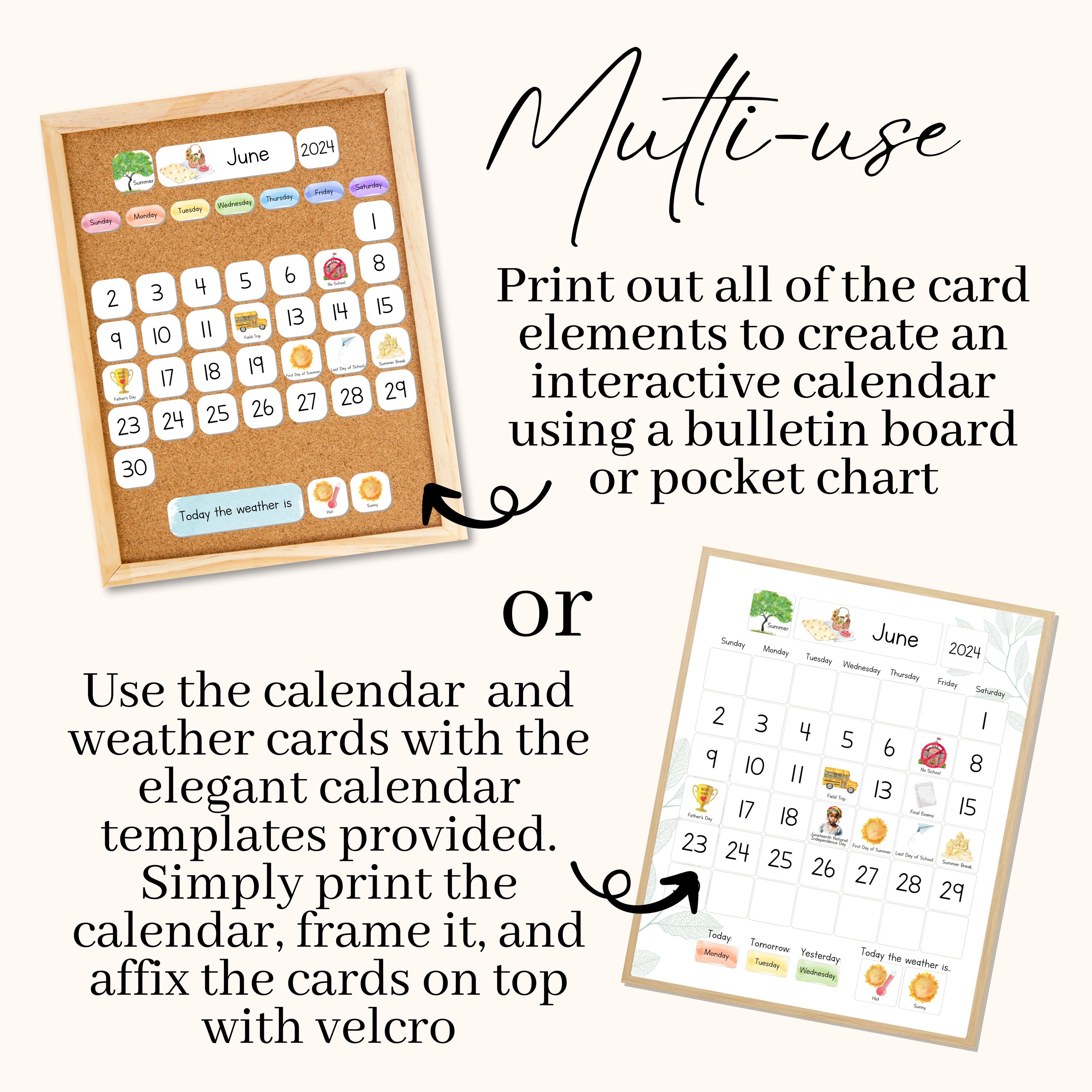 Editable Classroom Calendar, Homeschool Calendar Printable US Canadian ...