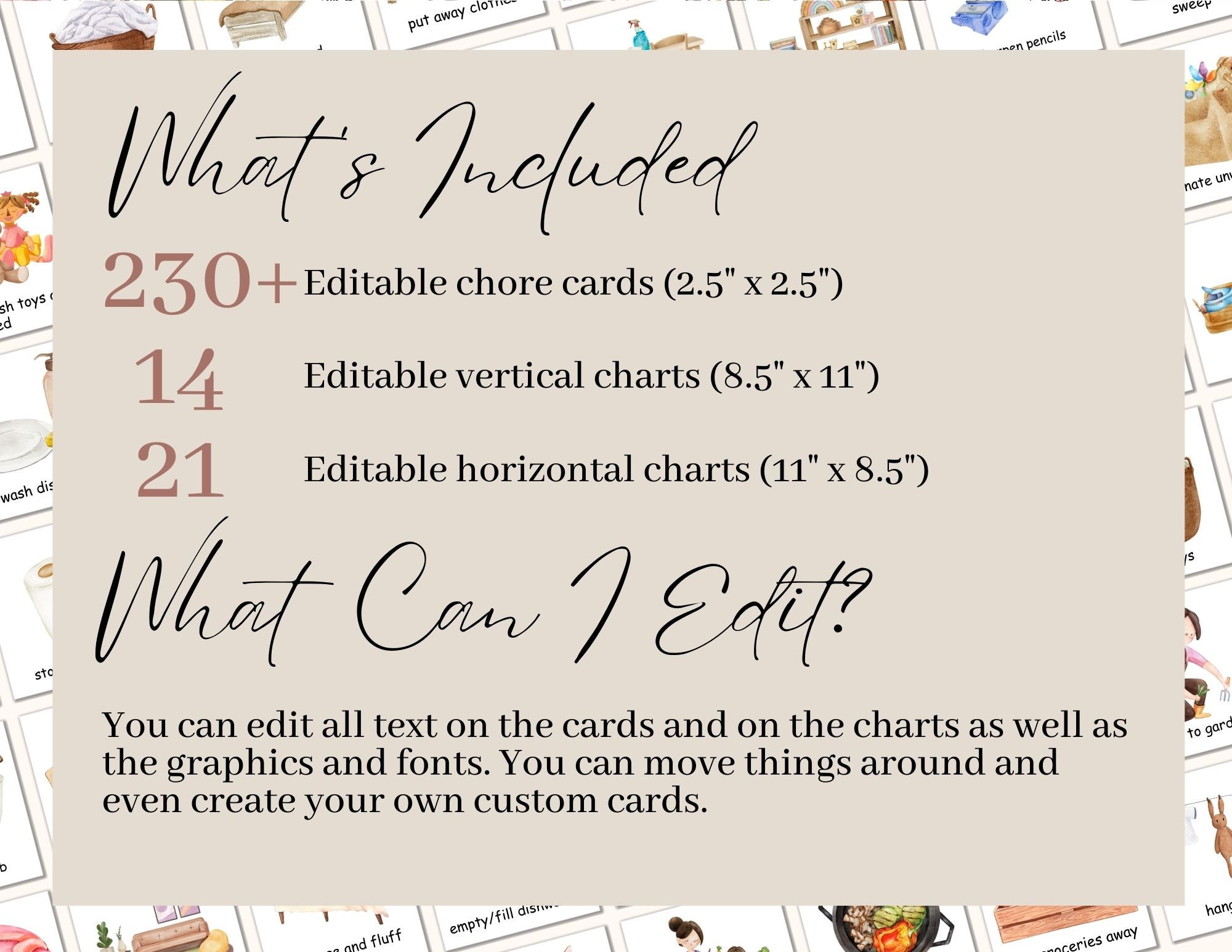Editable Kids Daily Chore Cards | Daily Visual Schedule | Canva Chore ...