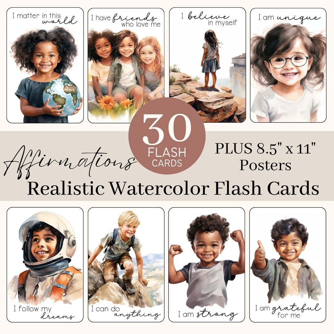 Positive Affirmation Cards for Kids | Large Montessori Affirmations ...