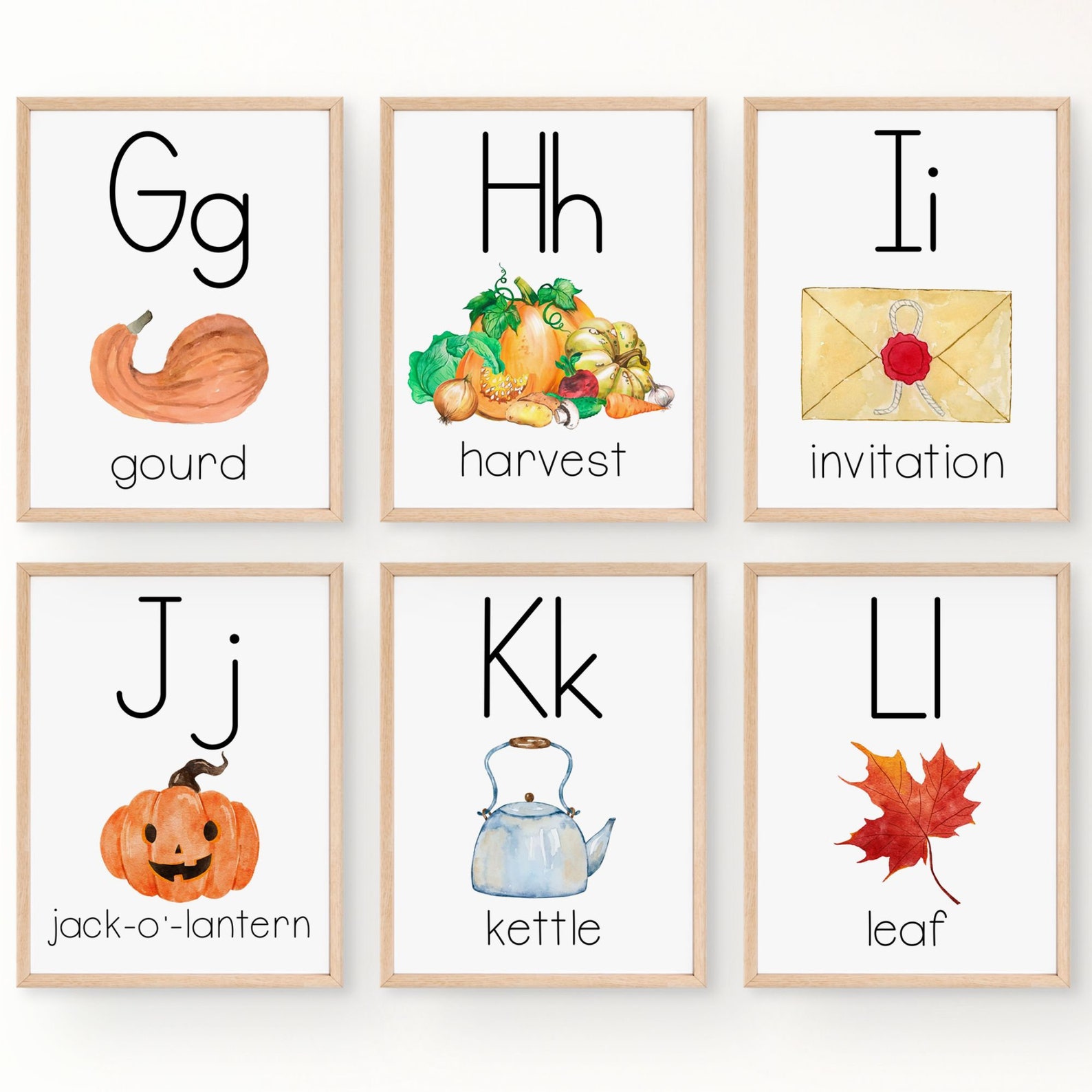 Autumn Alphabet Posters Large Fall Alphabet Cards for - Etsy
