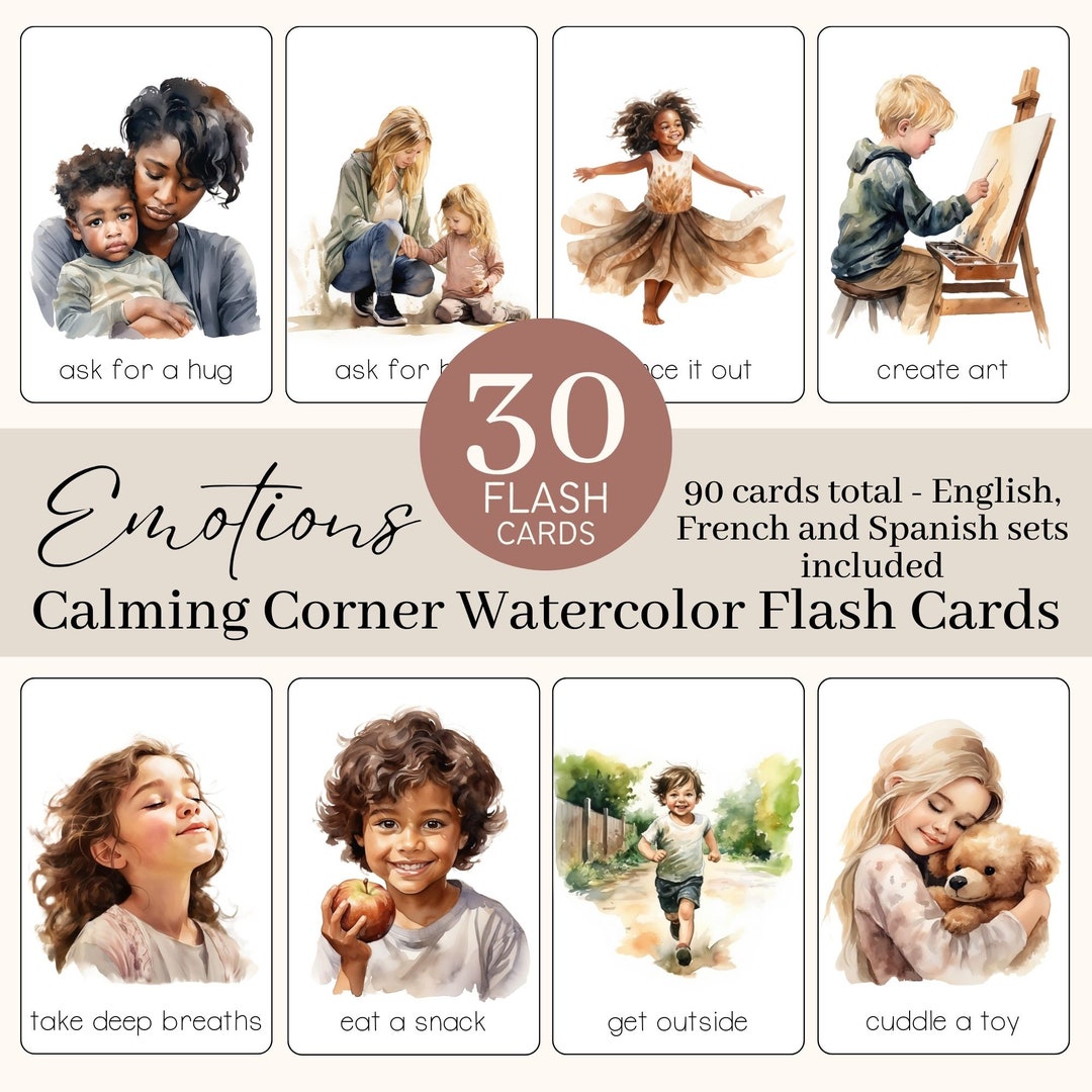 Calming Corner Flashcards | Large Montessori Calming Strategies Flash ...