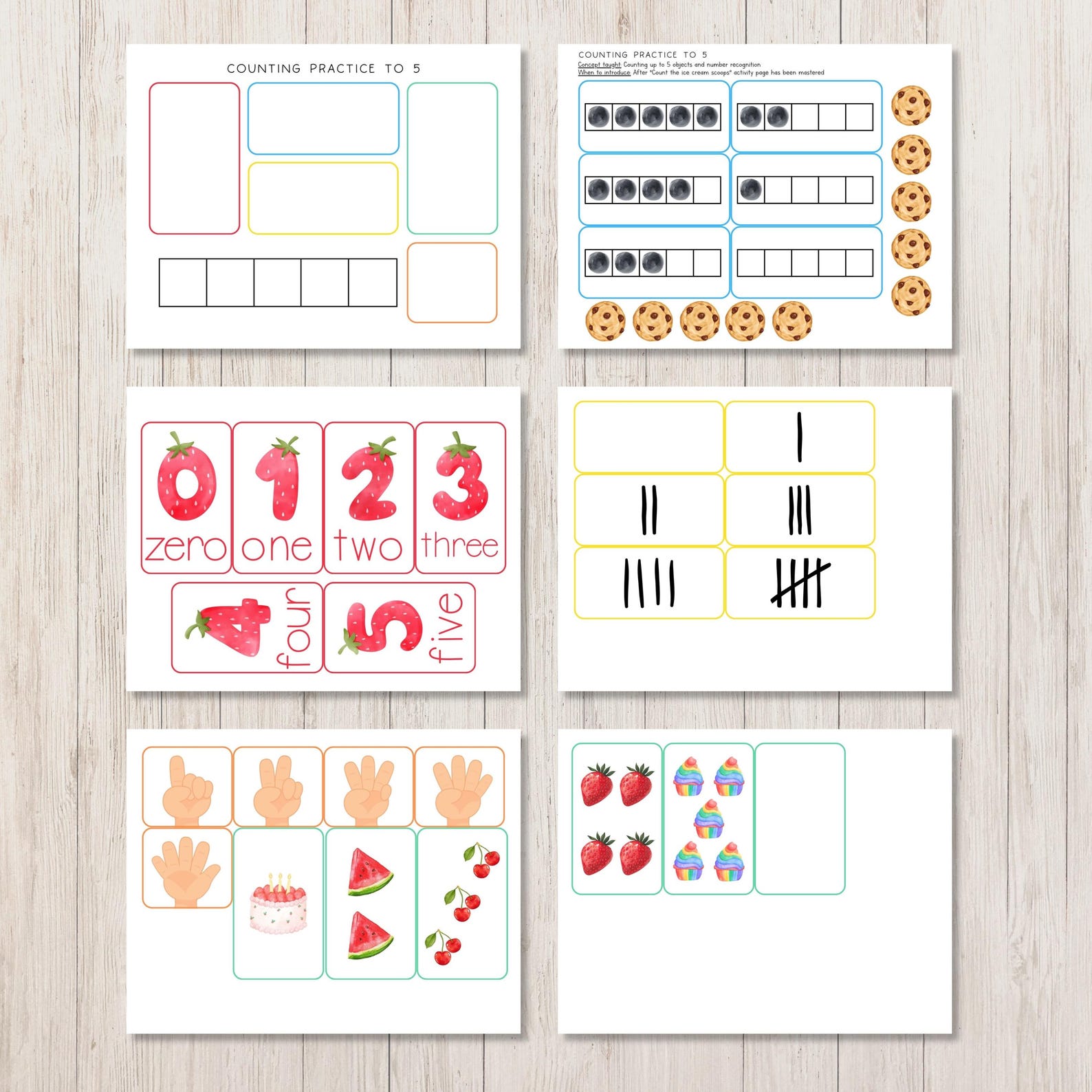 Counting Practice Mat 11" X 8.5" Printable, Counting to 5, Preschool ...