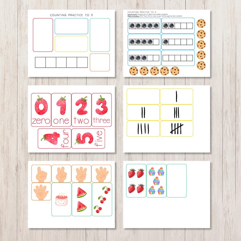 Counting Practice Mat 11" X 8.5" Printable, Counting to 5, Preschool ...