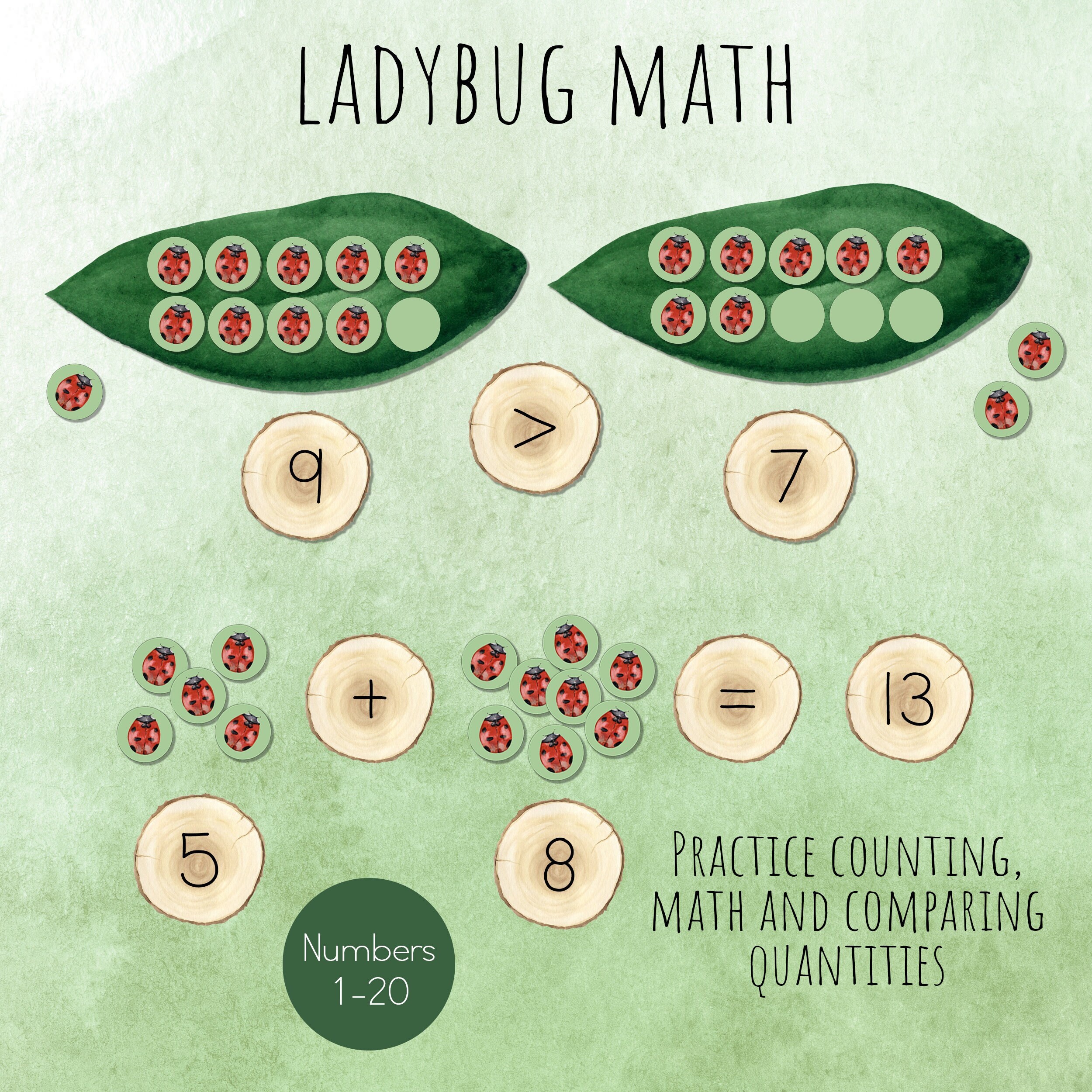 MATH Manipulatives and 10-frames Printable Ladybug Math - Etsy
