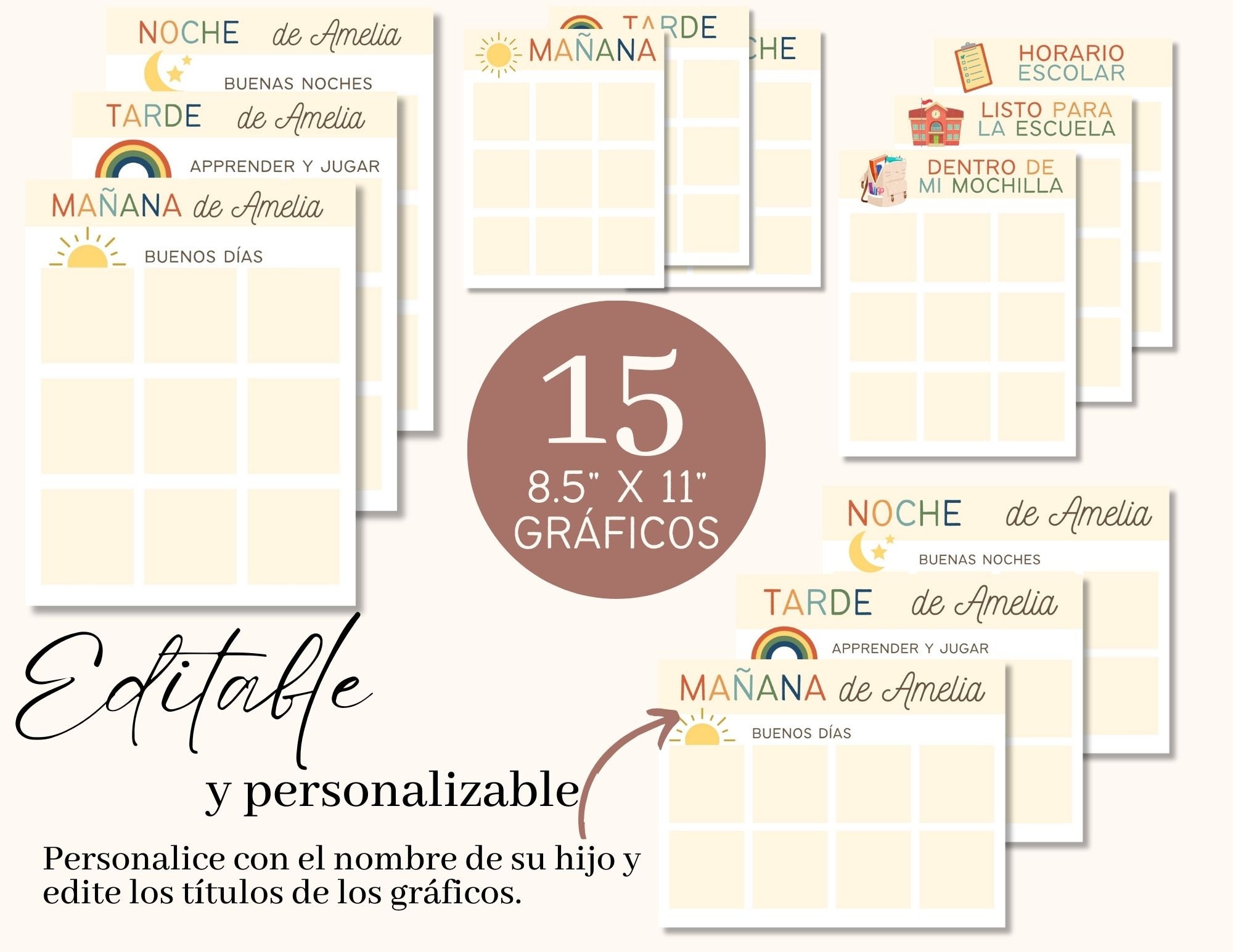 Tarjetas Editables De Rutina Diaria Para Niños Horario - Etsy