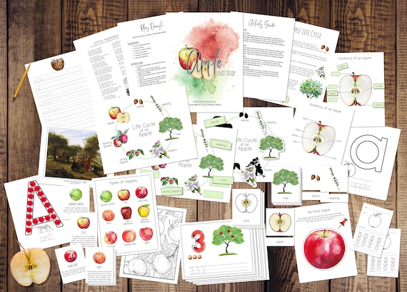 Apple Unit Study Montessori and Charlotte Mason Watercolor - Etsy