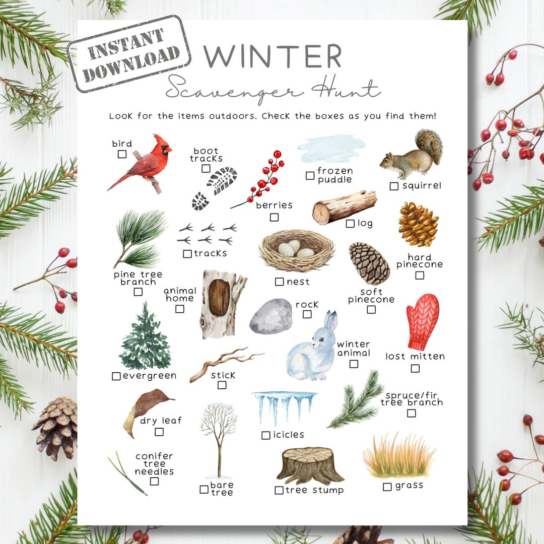 Winter Nature Scavenger Hunt, Winter Unit Study | Printable Outdoor ...