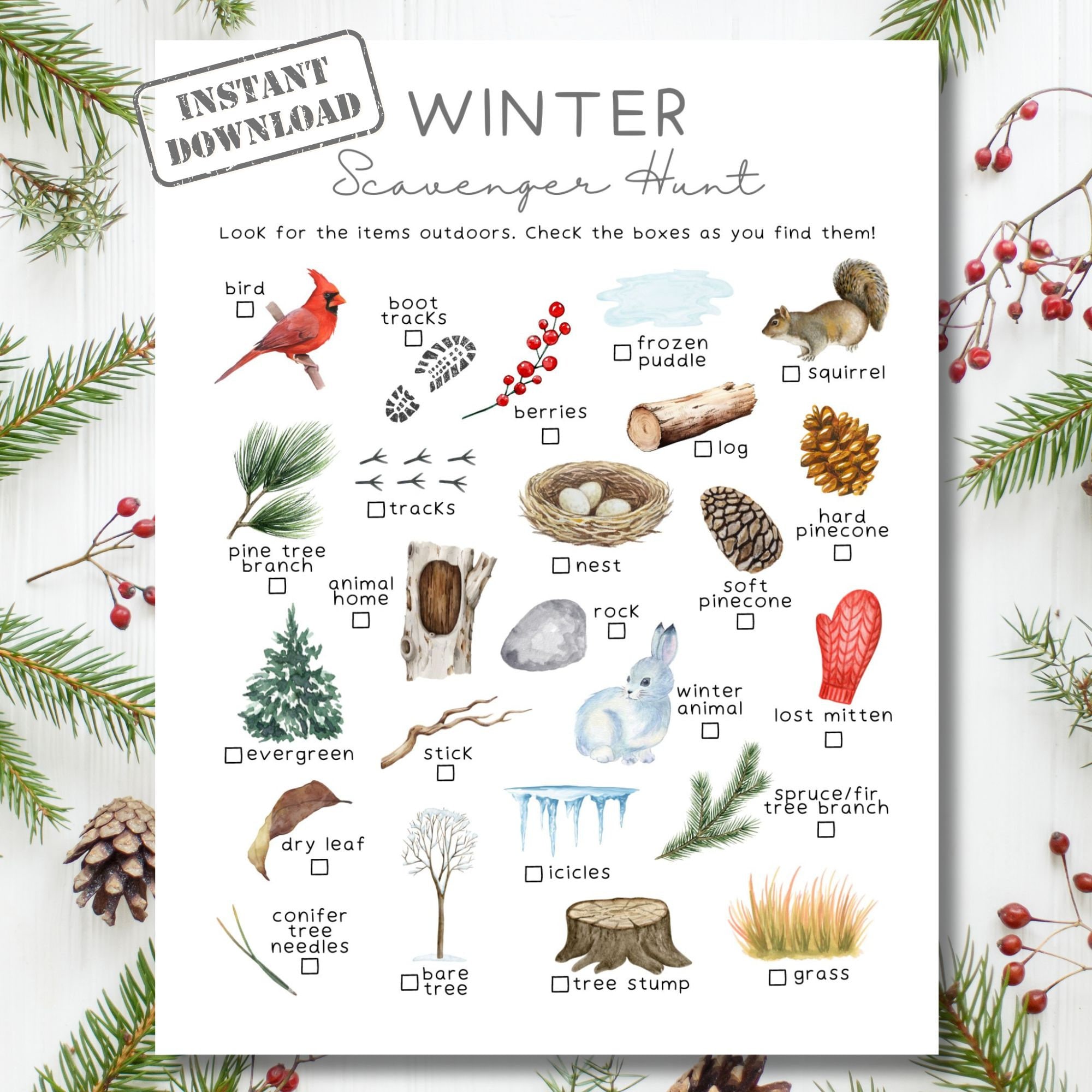 Winter Nature Scavenger Hunt, Winter Unit Study | Printable Outdoor ...
