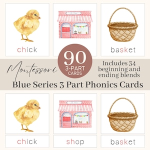 Montessori Blue Series 3 Part Cards | Phonics Lists | Printable Phonics ...