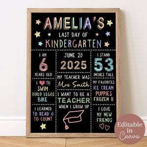 Chalkboard First Day of School Sign, Editable Back to School Sign, Last ...