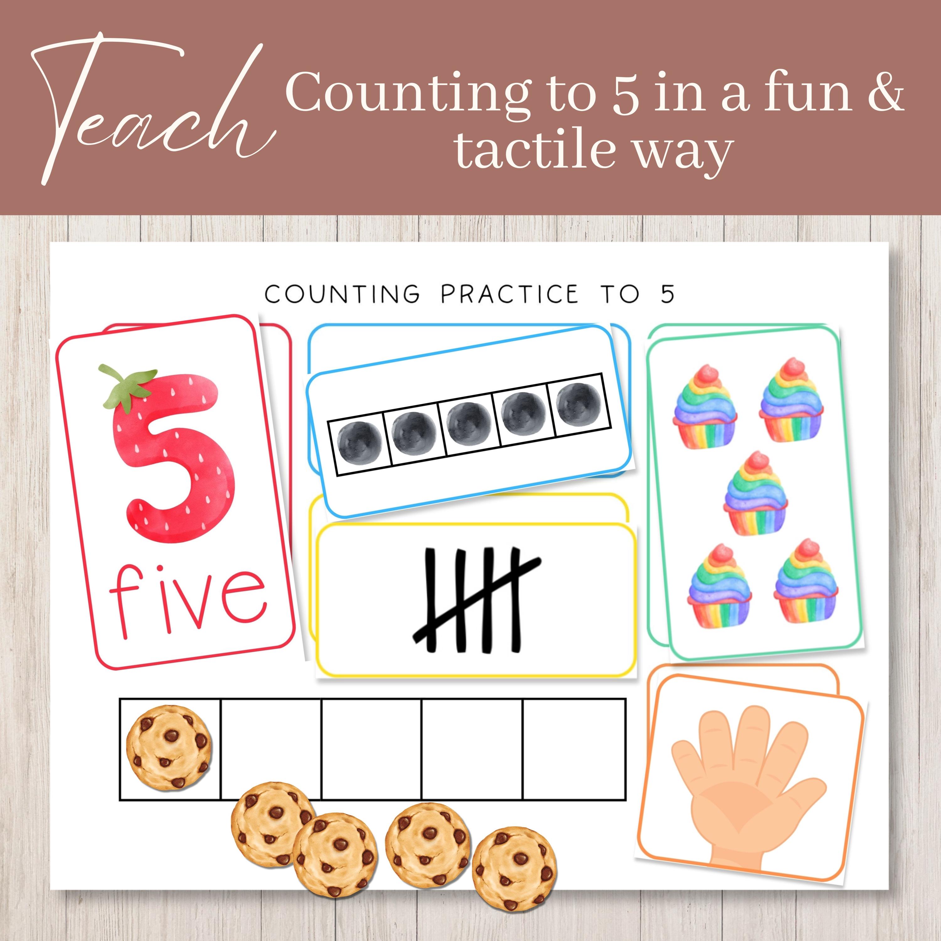 Counting Practice Mat 11" X 8.5" Printable, Counting to 5, Preschool ...