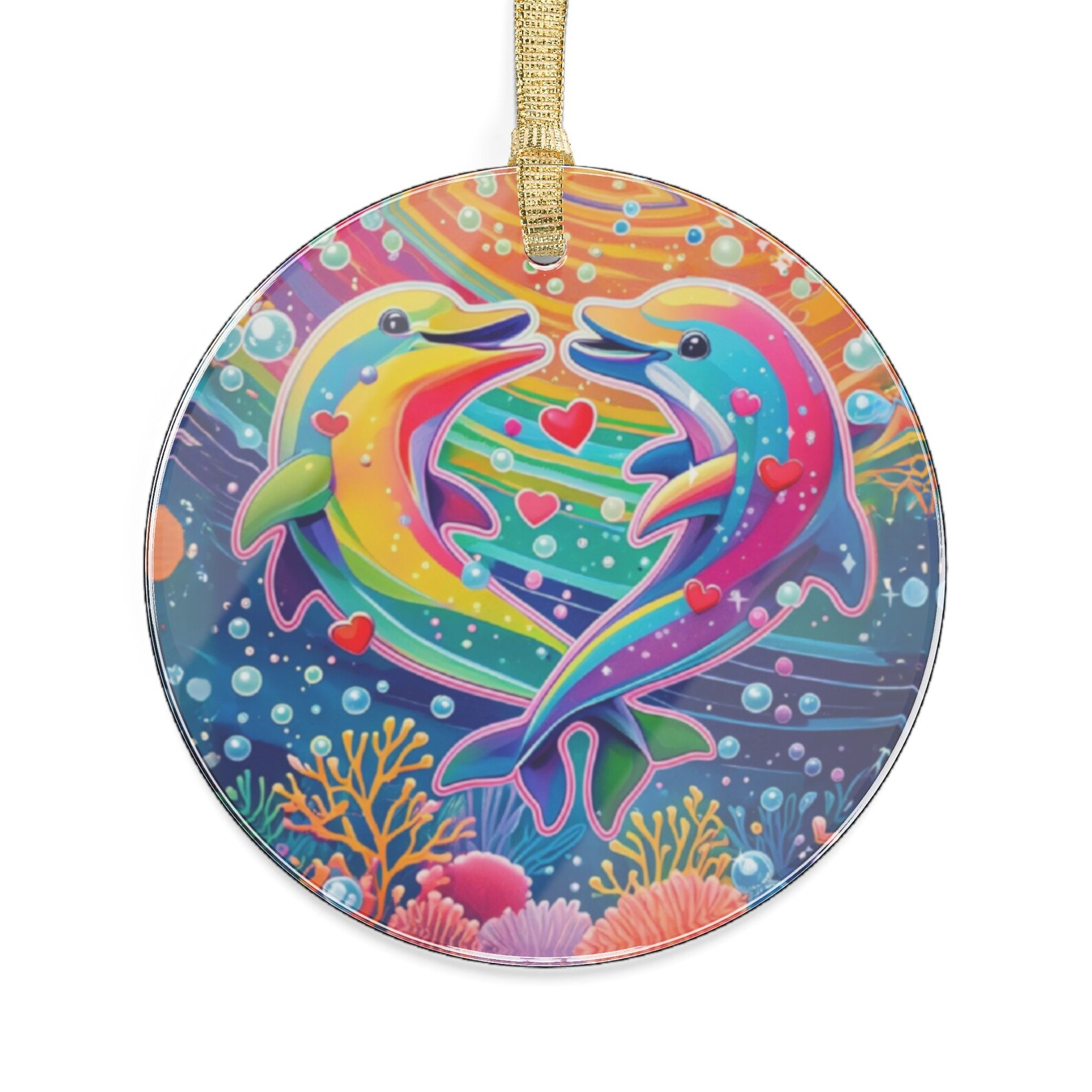 Dolphin Rainbow Splash! | Lisa Frank Inspired Ornament | Rainbow ...