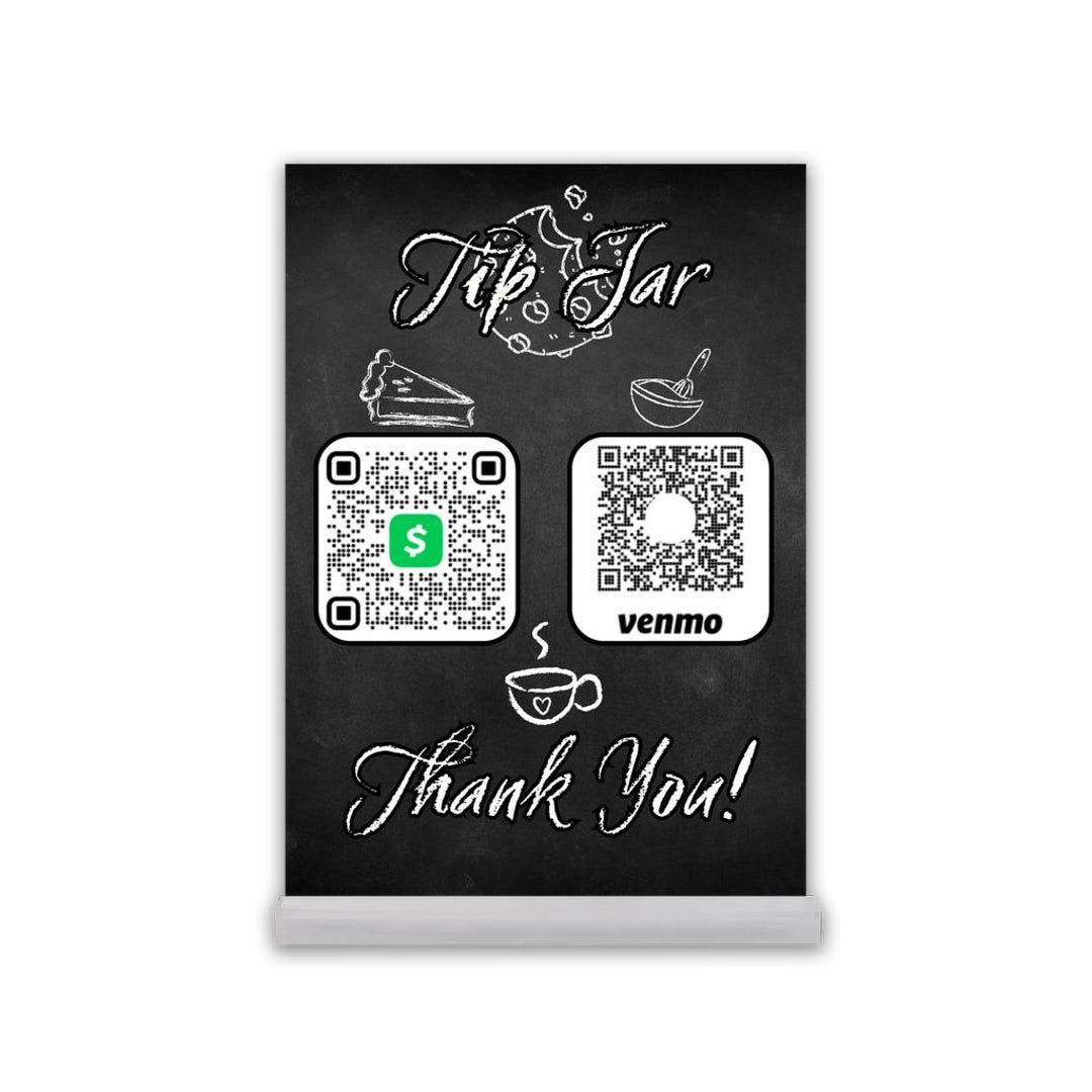 Customizable Cashless Tip Jar Sign | Minimalist Venmo Qr Code Acrylic ...