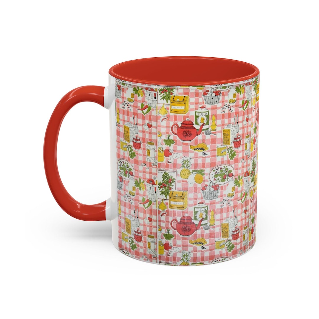 Retro Kitchen Accent Mug - Vintage Style Coffee Mug With Real Wallpaper ...