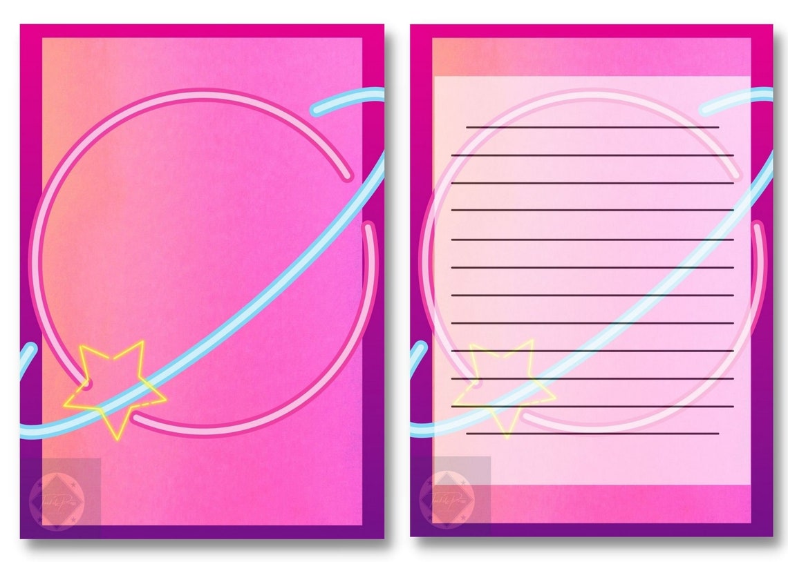 Retro Pastel Neon Printable Writing Paper digital - Etsy