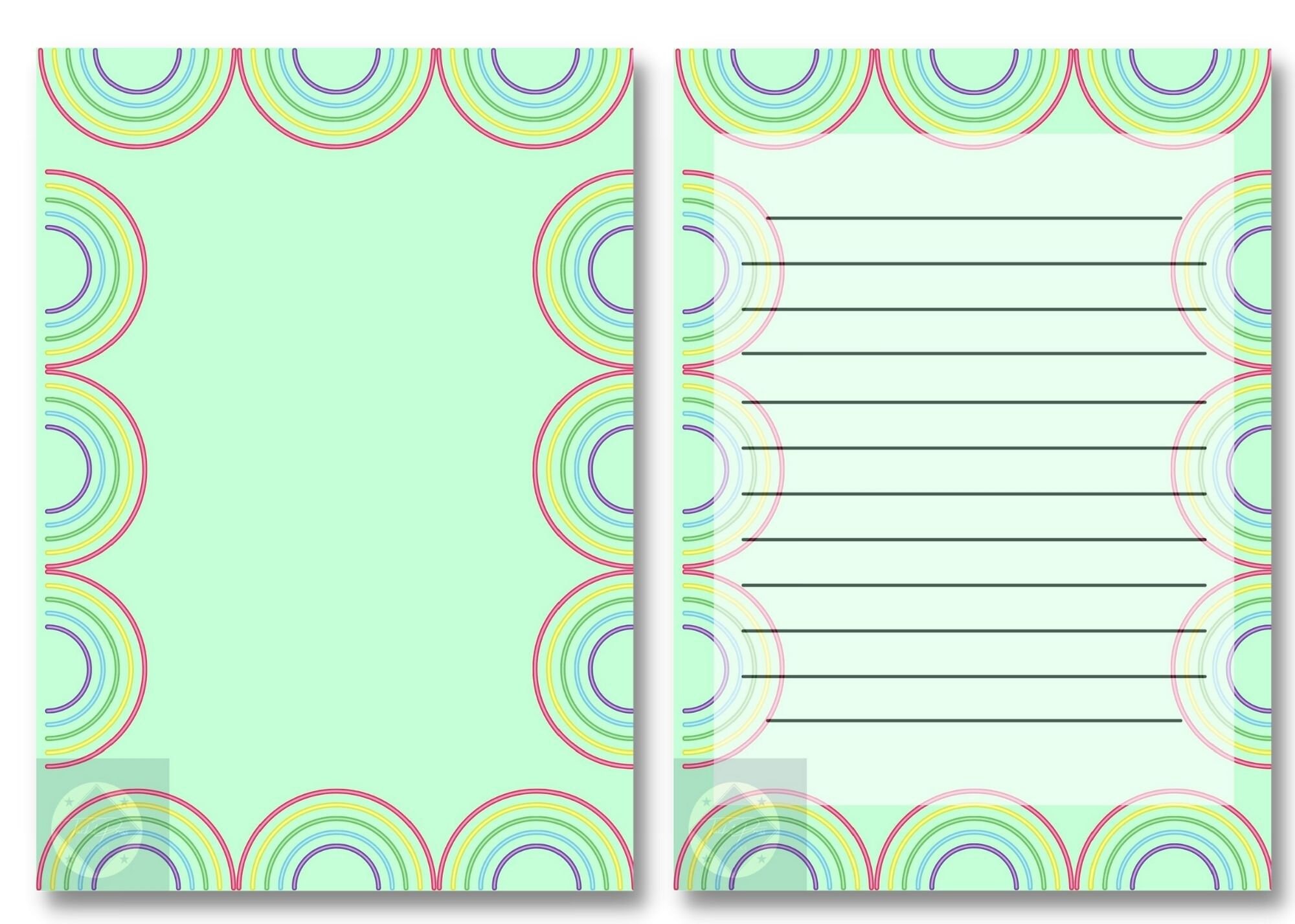 Retro Pastel, Neon, Printable Writing Paper] [digital Paper][printable ...