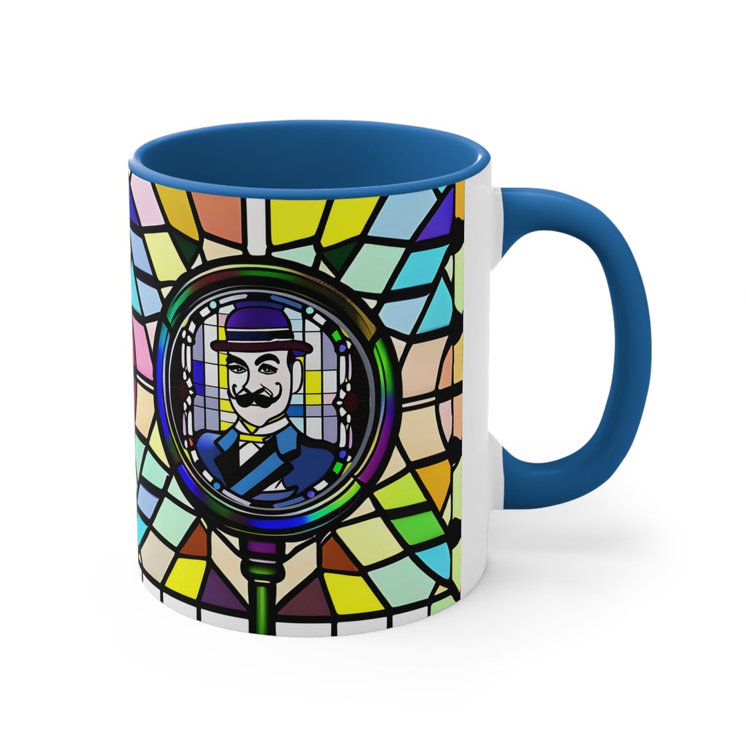 Hercule Poirot Mug - Stained Glass Style Detective Mug - Detective Gift ...