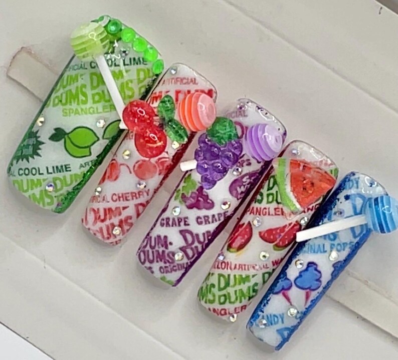Handmade Dum Dums Candy-inspired Nail Art Set - Etsy
