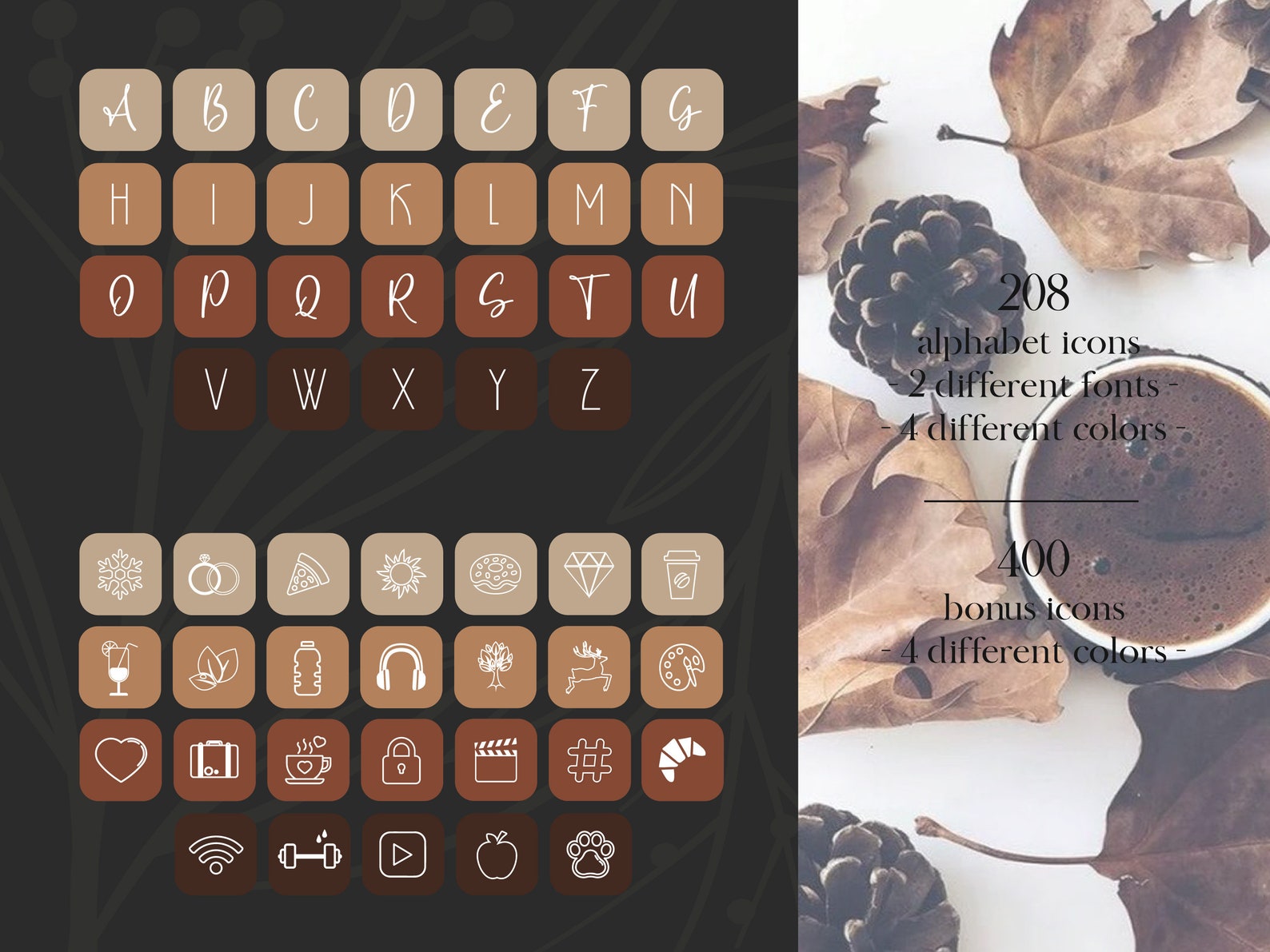 IOS 14 fall icons autumn app icons pack aesthetic fall | Etsy