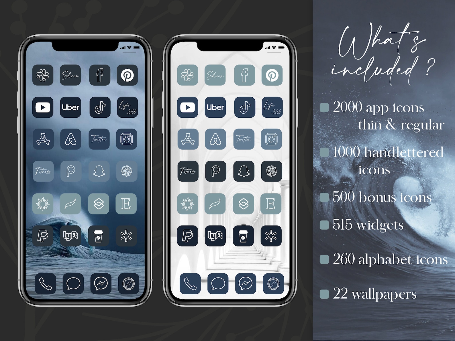 Ios Dark Blue Beach App Icons Somber Beach Pack Icons | Etsy