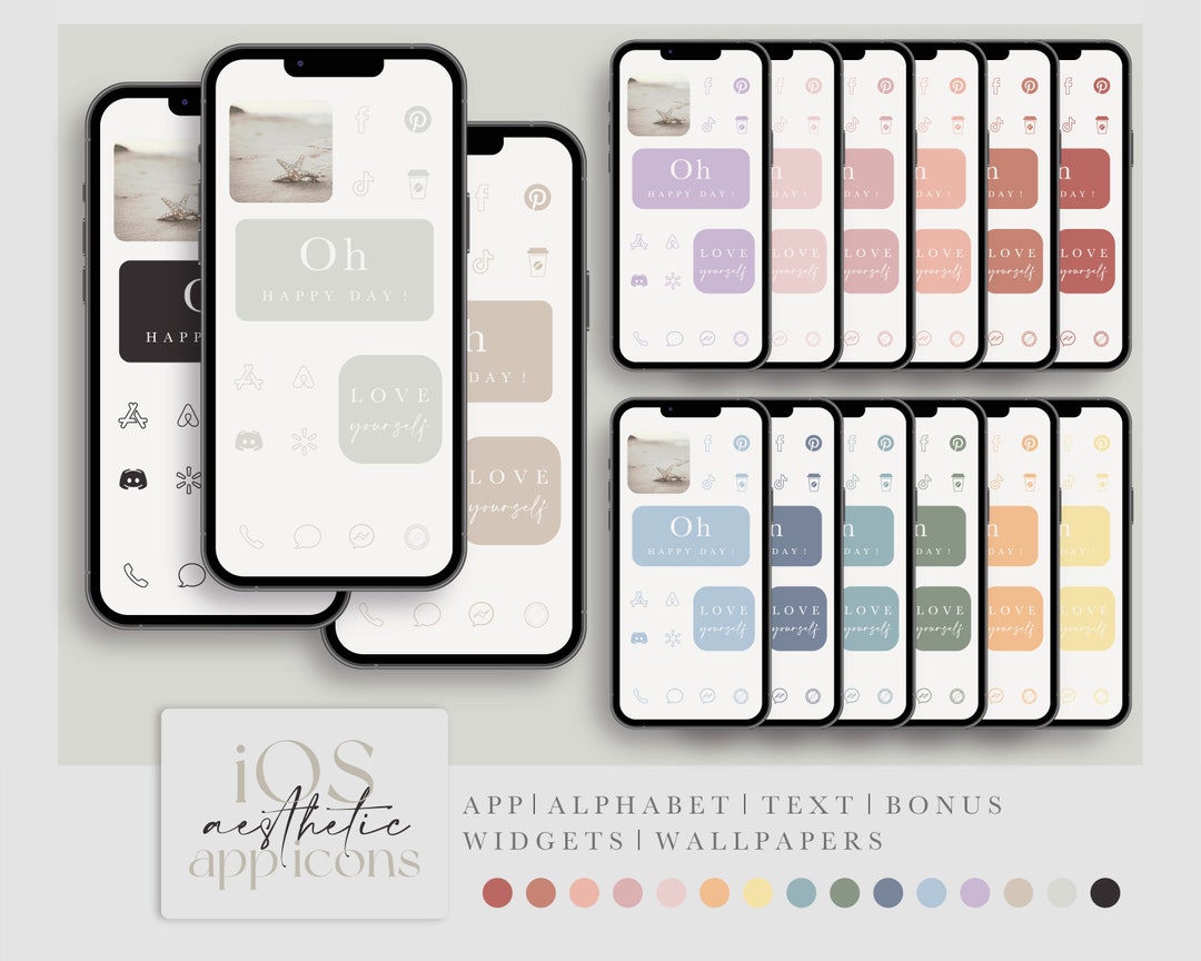 Ios Big Bundle - Aesthetic Cream and Multicolor Homescreen for iPhone ...