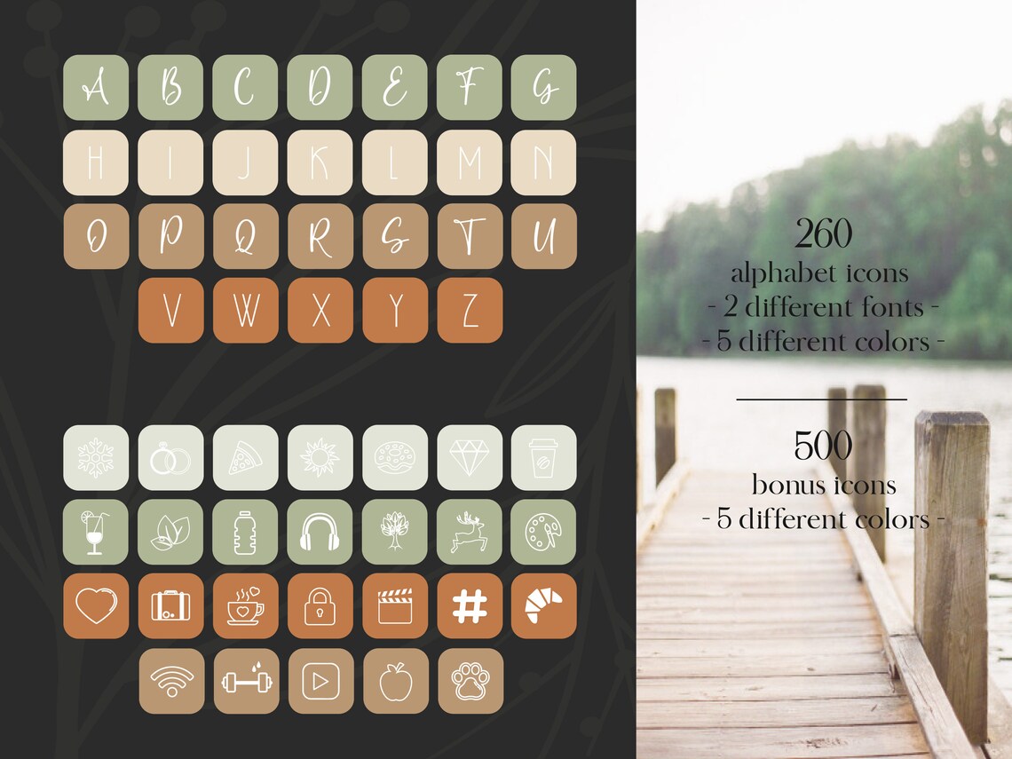 Nature Ios App Icons Pack of Neutral Green and Beige Icons | Etsy