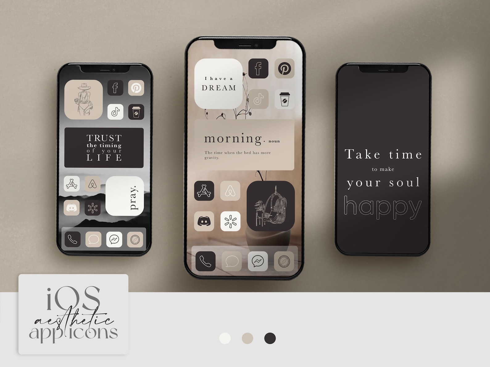 Ios Beige and Black App Icons, Neutral Homescreen Pack - Aesthetic ...
