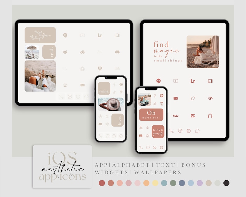 Ios Big Bundle Aesthetic Cream and Multicolor Homescreen for - Etsy