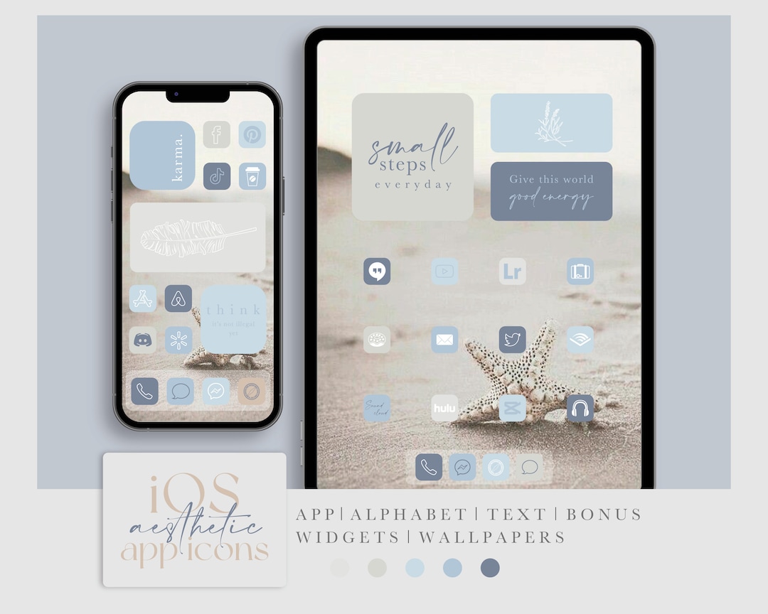 Ios Beach Blue App Icons, Neutral Beige and Blue Homescreen Pack ...