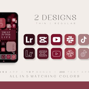 Ios Burgundy App Icons - Aesthetic Original Homescreen for iPhone and ...