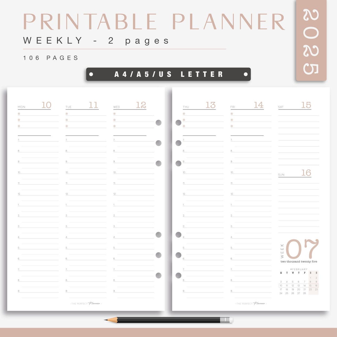 2025 Weekly Diary to Print 2 Pages per Week Printable Dated Planner in ...