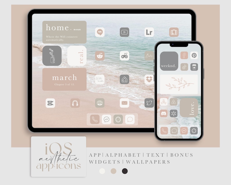 Ios App Icons, Light Neutral Icon Pack - Aesthetic Original Homescreen ...