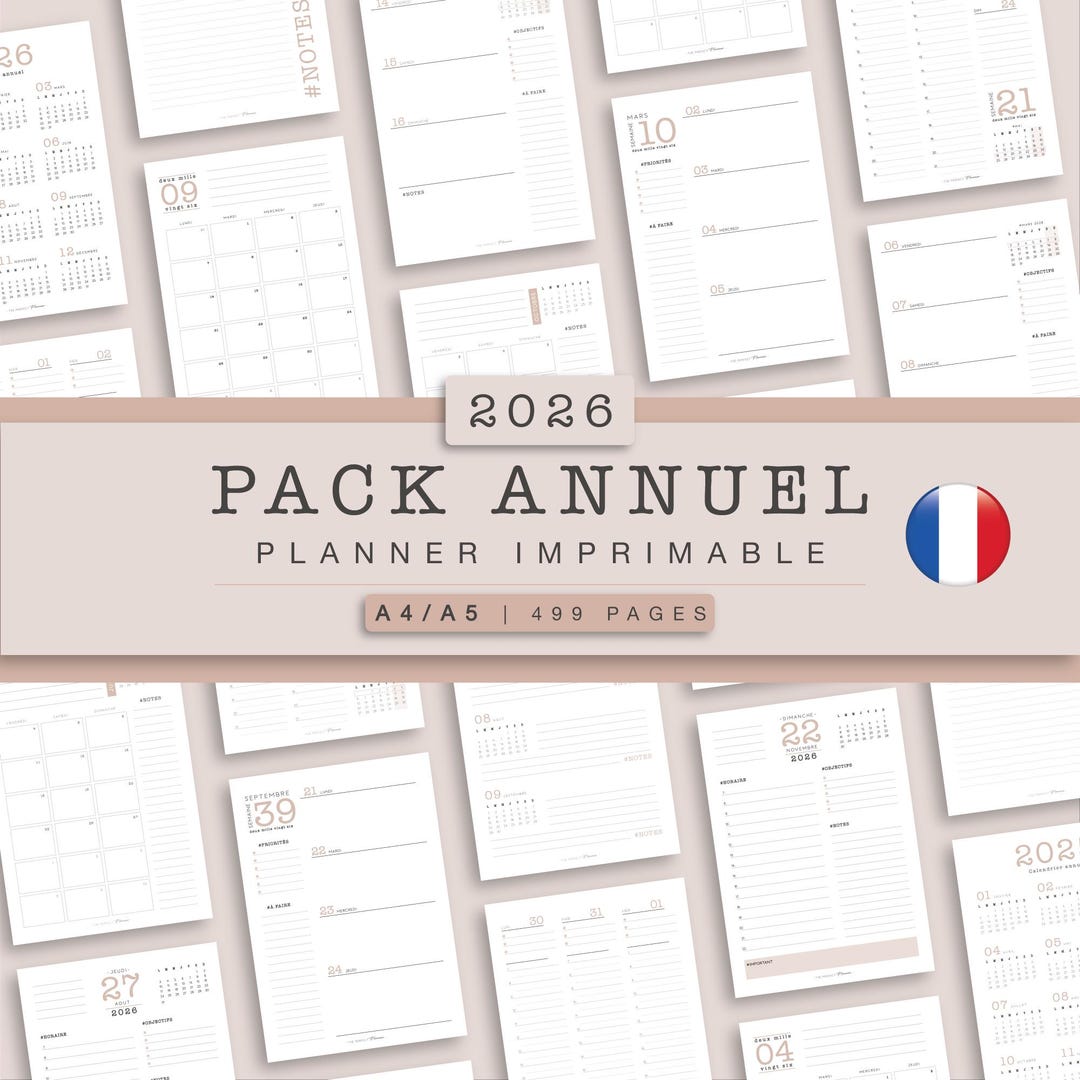 Complete 2026 Diary in French to Print - Year, Quarter, Month, Week ...