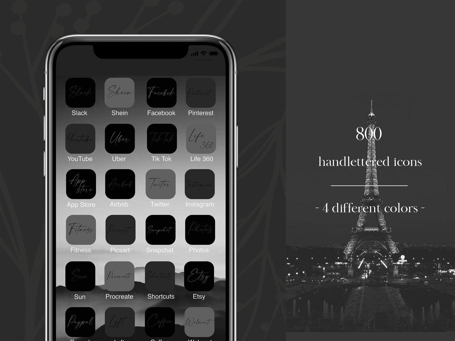 Iphone Ios 14 Fall App Icons Black Icons Pack Aesthetic Dark - Etsy