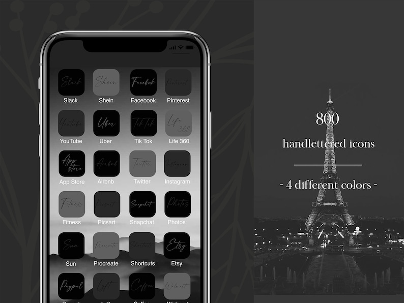 Iphone Ios 14 Fall App Icons Black Icons Pack Aesthetic Dark - Etsy