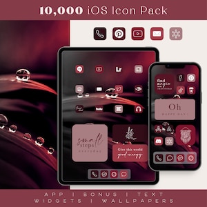 Ios Burgundy App Icons - Aesthetic Original Homescreen for iPhone and ...