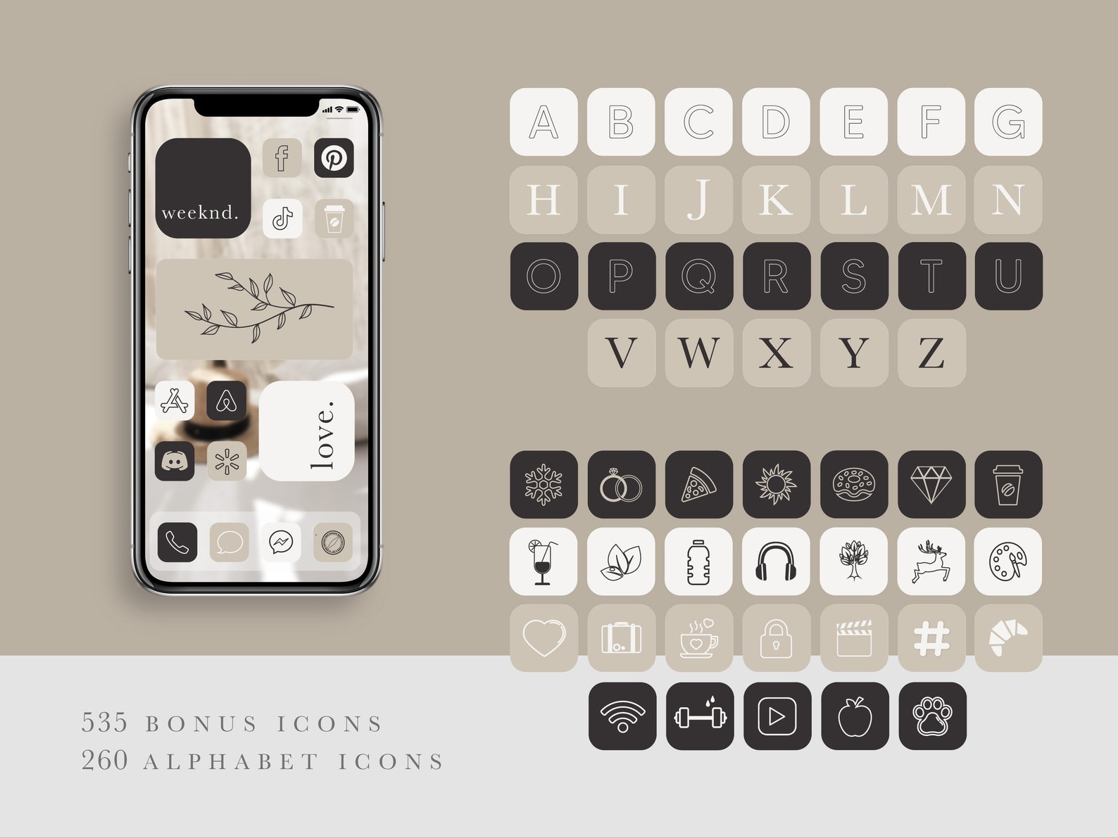 Ios Beige and Black App Icons, Neutral Homescreen Pack - Aesthetic ...