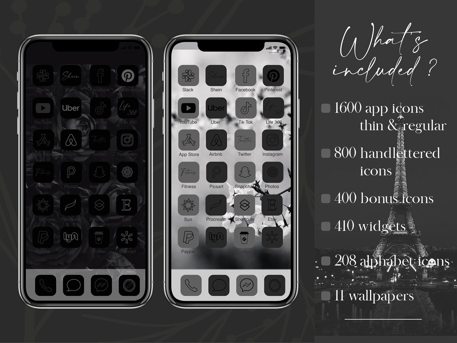 Iphone Ios 14 Fall App Icons Black Icons Pack Aesthetic Dark - Etsy
