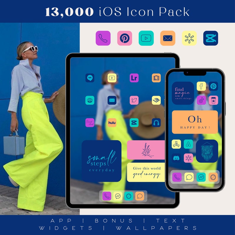 Neon Blue App Icons - Etsy