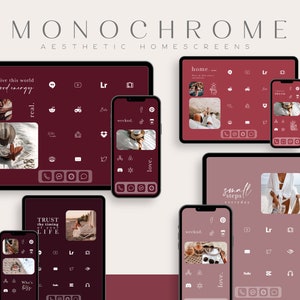 Ios Burgundy App Icons - Aesthetic Original Homescreen for iPhone and ...